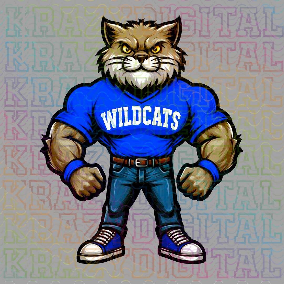 Wildcat Blue Athlete PNG, Boy Sports Design, Red School Mascot Digital ...