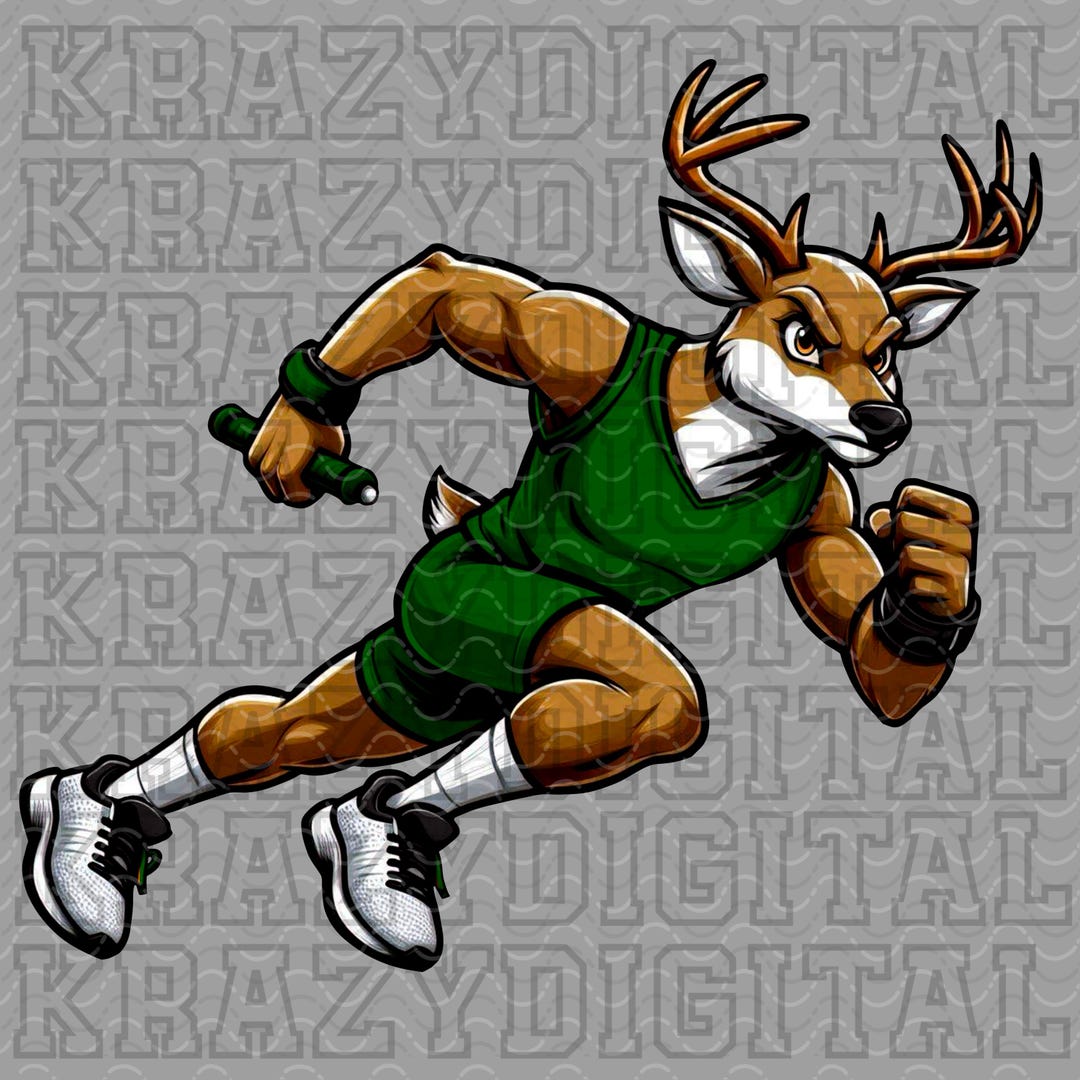 Bucks Green Mascot Track PNG, Deer Sport Design, Green Boy Track Mascot ...
