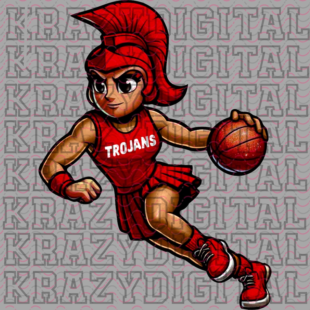 Lady Trojan Red Basketball Mascot PNG, Trojan Mascot Basketball Mom PNG ...
