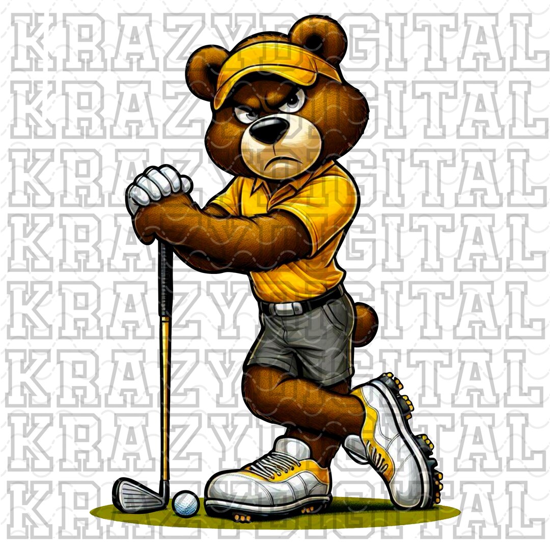 Bears Yellow Golf Mascot PNG, Bears Mascot Artwork, Yellow Golf Digital ...