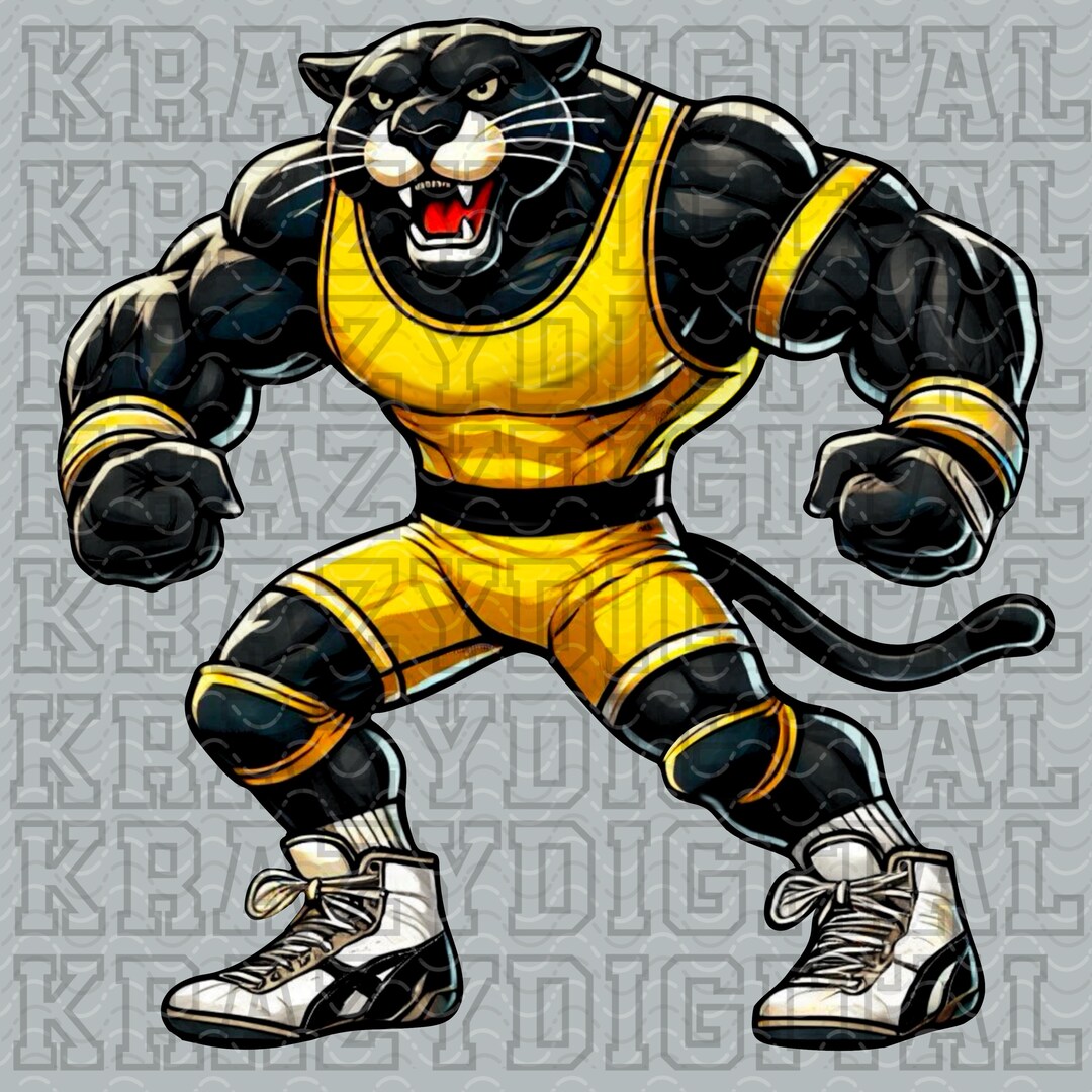 Panther Yellow Wrestling PNG, Yellow Panther Wrestler Digital File ...