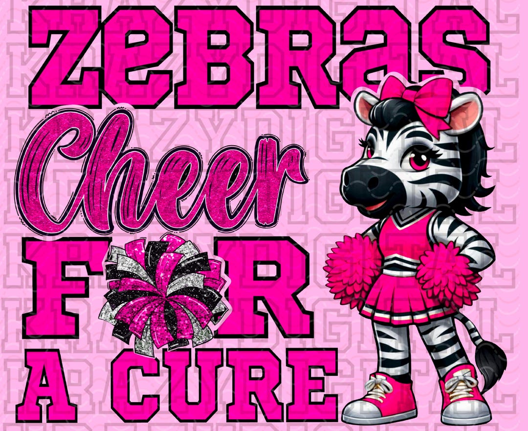 Pink Zebra Cheer Mascot PNG, Cheer for a Cure Zebra Artwork, Pinkout ...