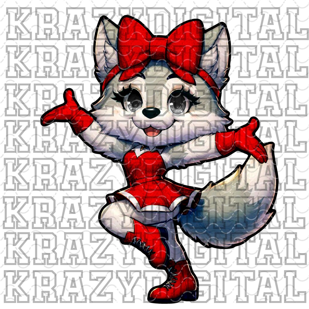 Lady Wolf Red Dancer PNG, Wolf Girly Red PNG, Wolf Red Mascot Twirler ...