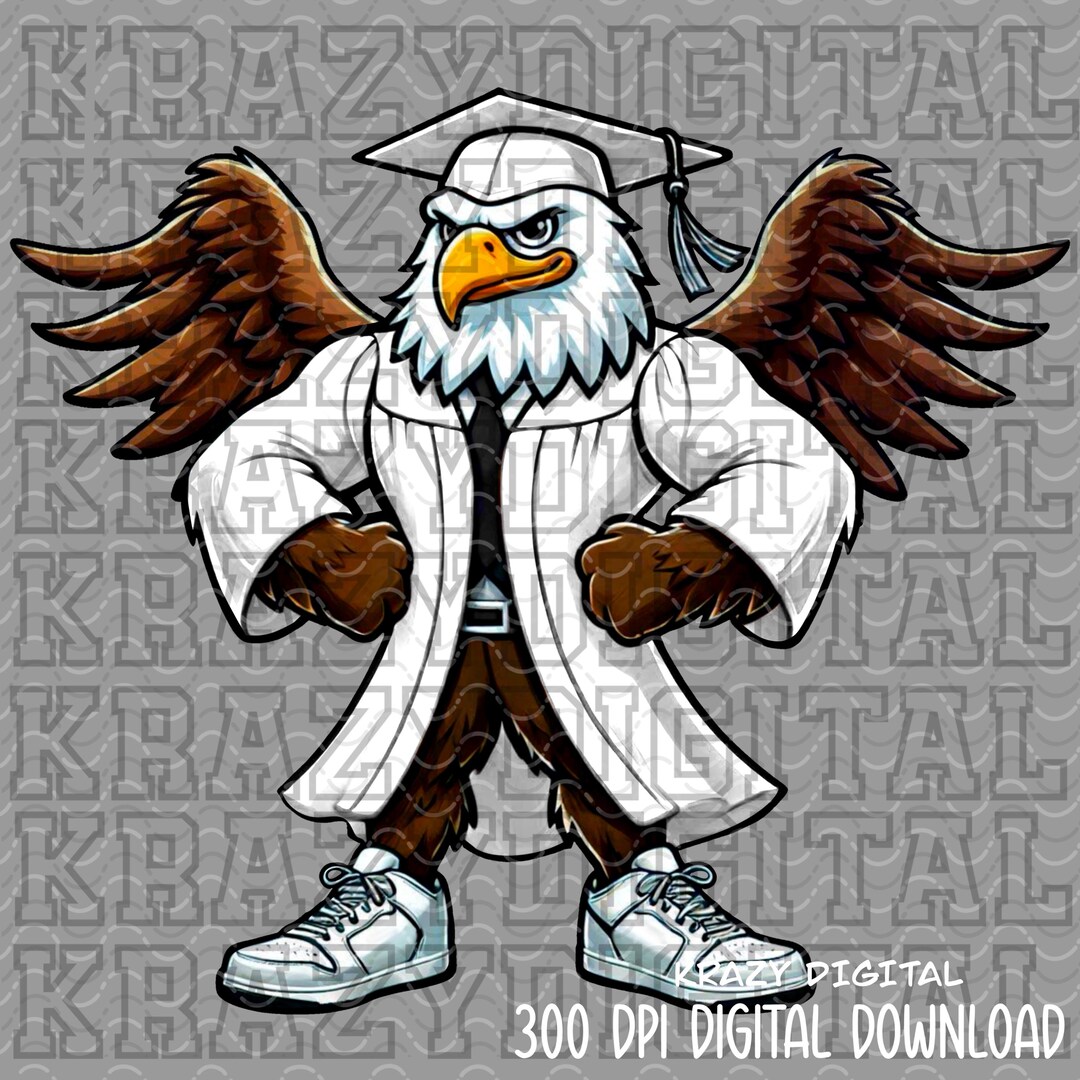 White Eagle Mascot Graduation PNG, Eagle Mascot Graduation Digital ...