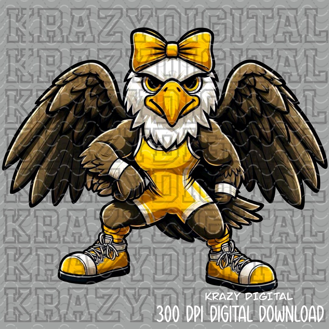 Eagles Yellow Wrestling Mascot PNG, Eagle Yellow, Eagle Strong Spirit ...