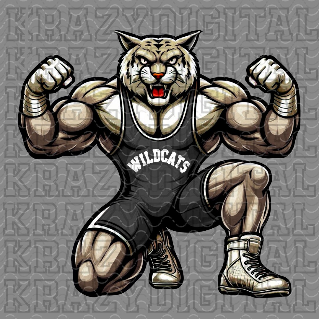 Wildcat Black Wrestling PNG, Boy Sports Design, Black School Mascot ...