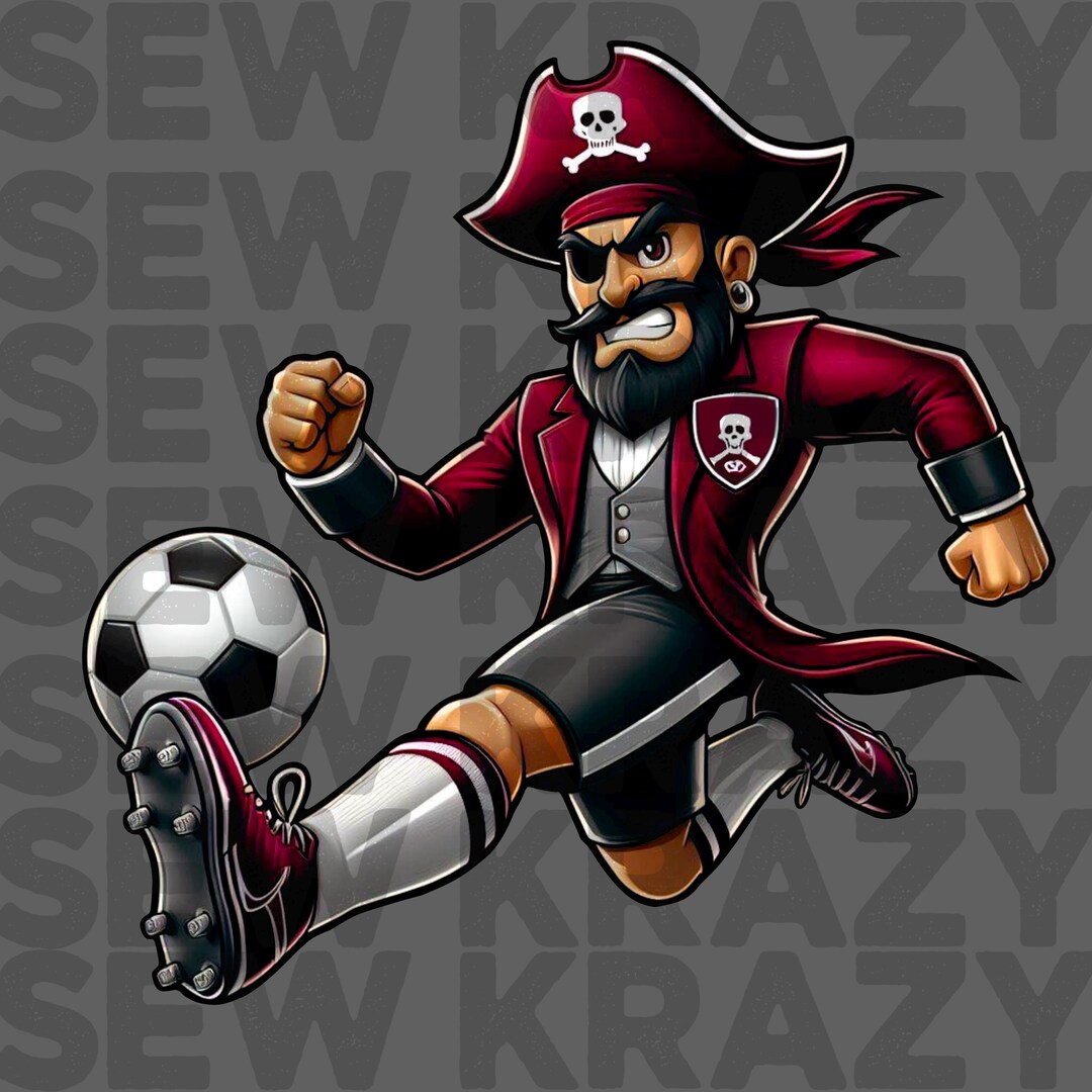 Pirate Mascot Maroon Soccer PNG, Pirate Soccer Mascot PNG, Maroon ...