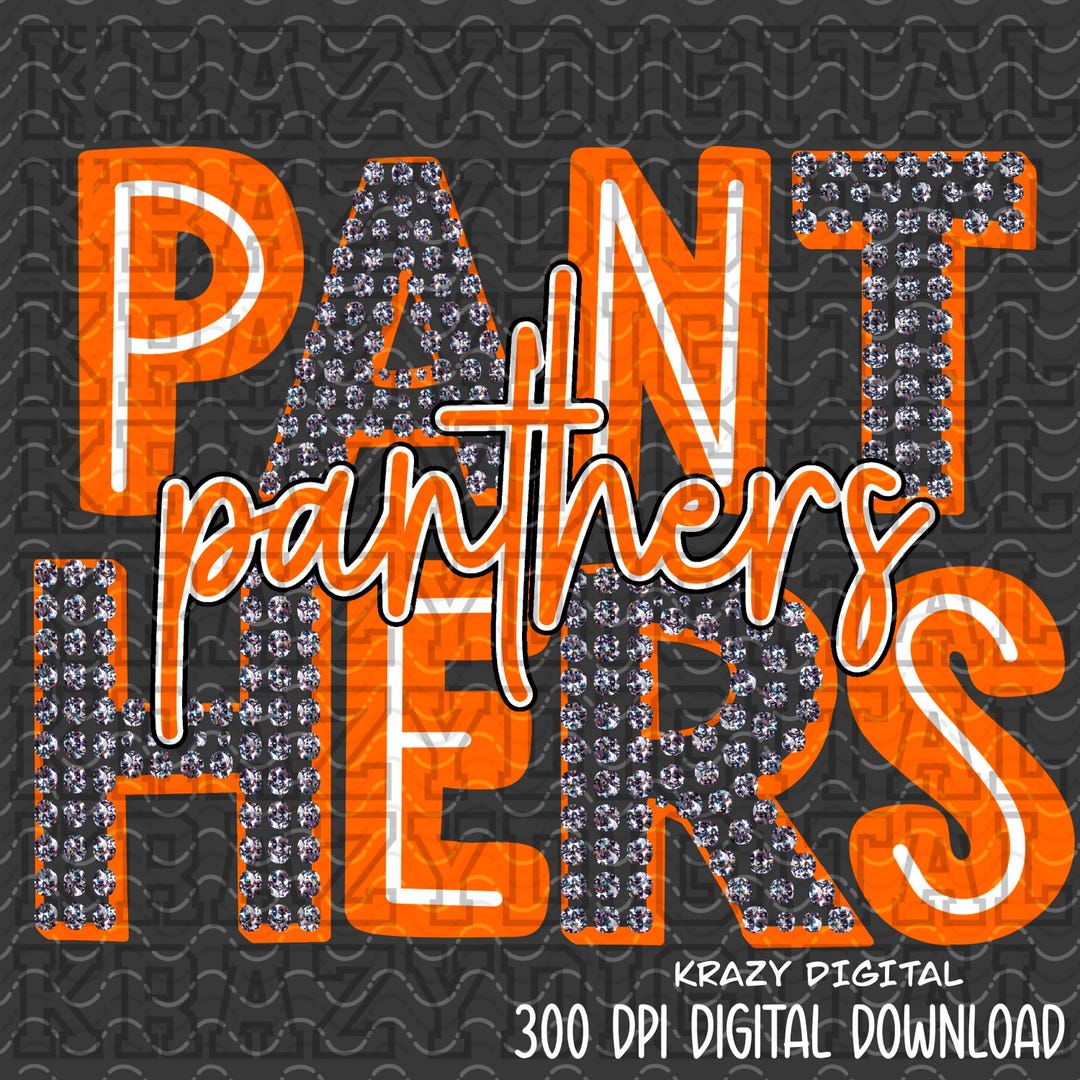 Panthers Orange Diamond Cut Mascot PNG, Panthers Girly Mascot, Faux ...