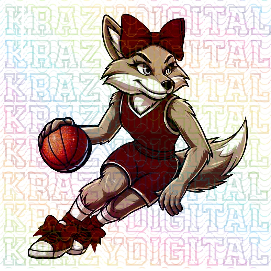 Maroon Lady Coyote Basketball PNG, Girl Coyote Design, Basketball Bow ...