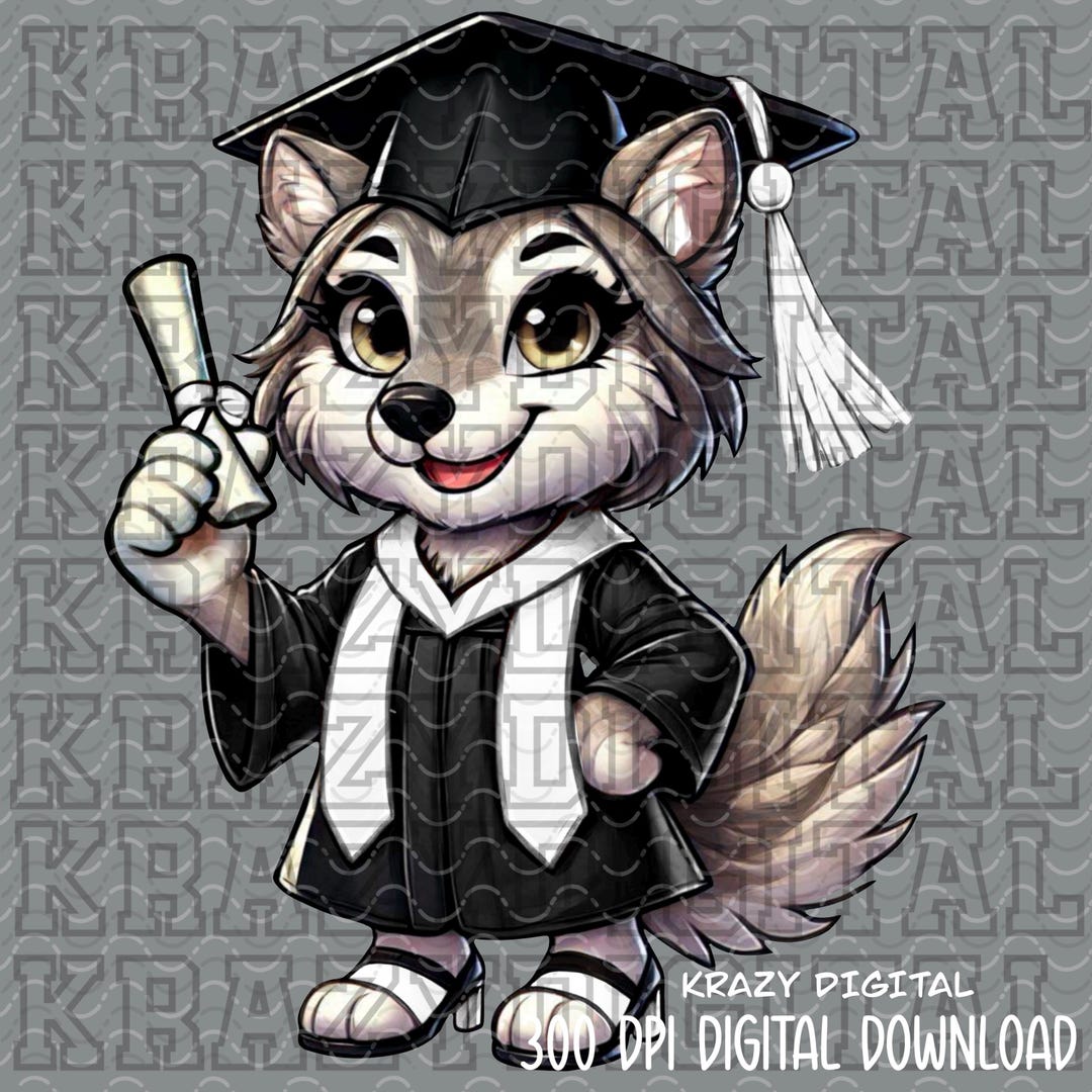 Wolf White Mascot Graduation PNG, Husky Senior Mascot, Lobo Graduation ...