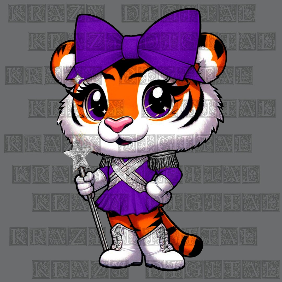 Lady Tiger Purple Color Guard Mascot PNG, Tigers Majorette Purple ...