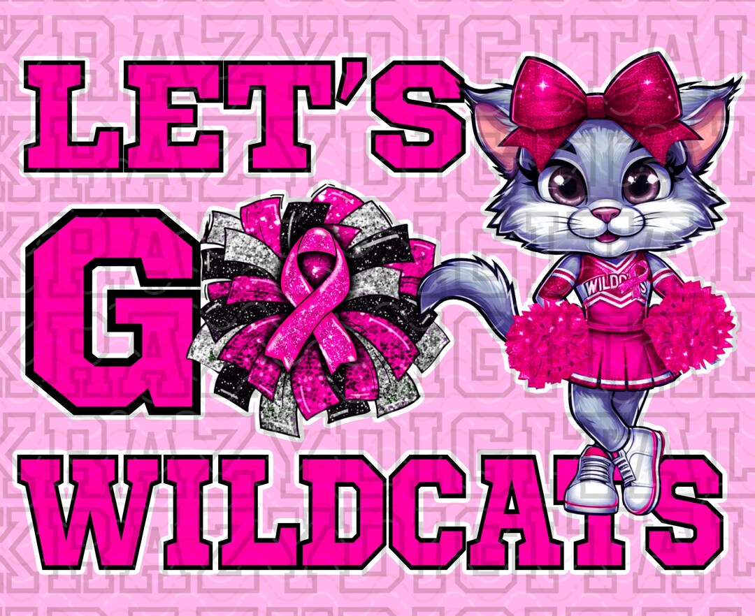 Wildcats Cheer for A Cure PNG, Breast Cancer Awareness, Custom Mascot ...