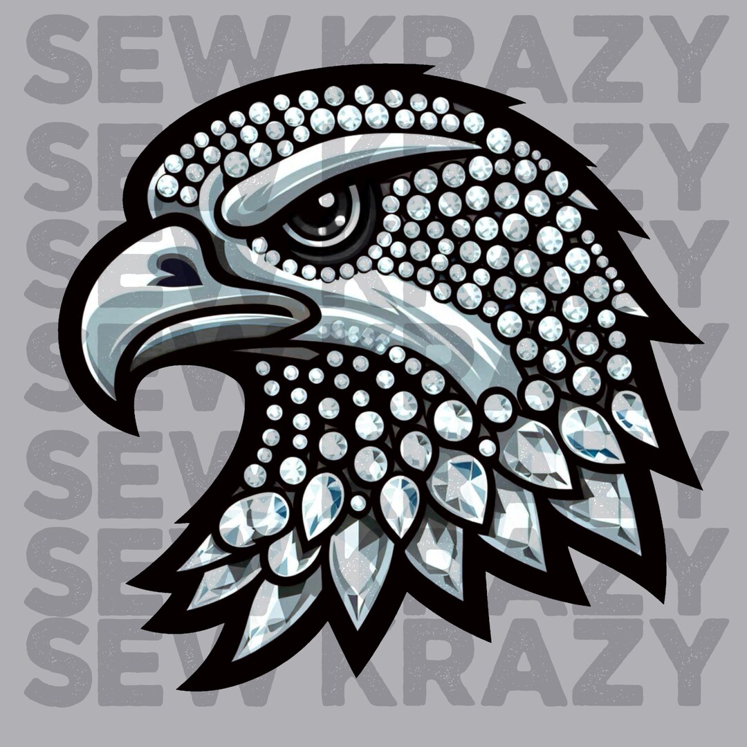 Falcon Rhinestone Mascot PNG, Hawk School Mascot DTF, Faux Rhinestone ...