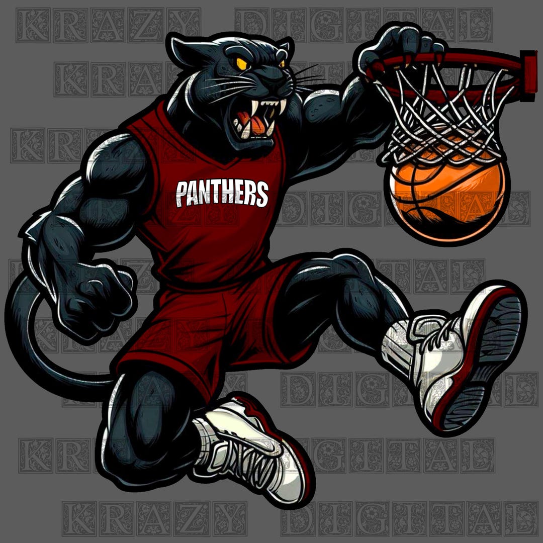 Panther Maroon Mascot Basketball PNG, Panther Basketball Mascot ...