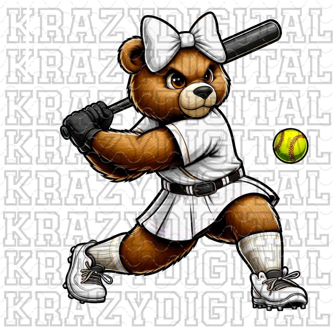 Bears White Softball Mascot PNG, Bears Mascot Artwork, Softball Digital ...