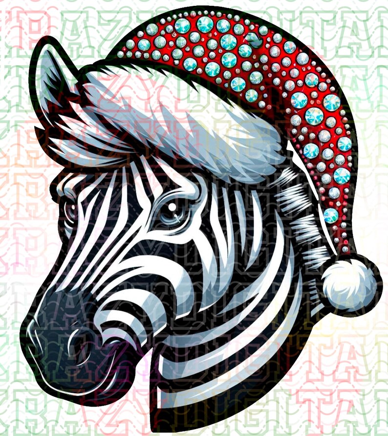 Zebra Christmas Rhinestone Mascot PNG, Zebra Holiday Faux Rhinestone ...
