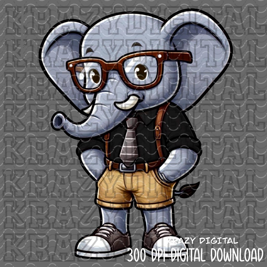 Elephant Back to School Scholastics, Black Academics Mascot PNG ...