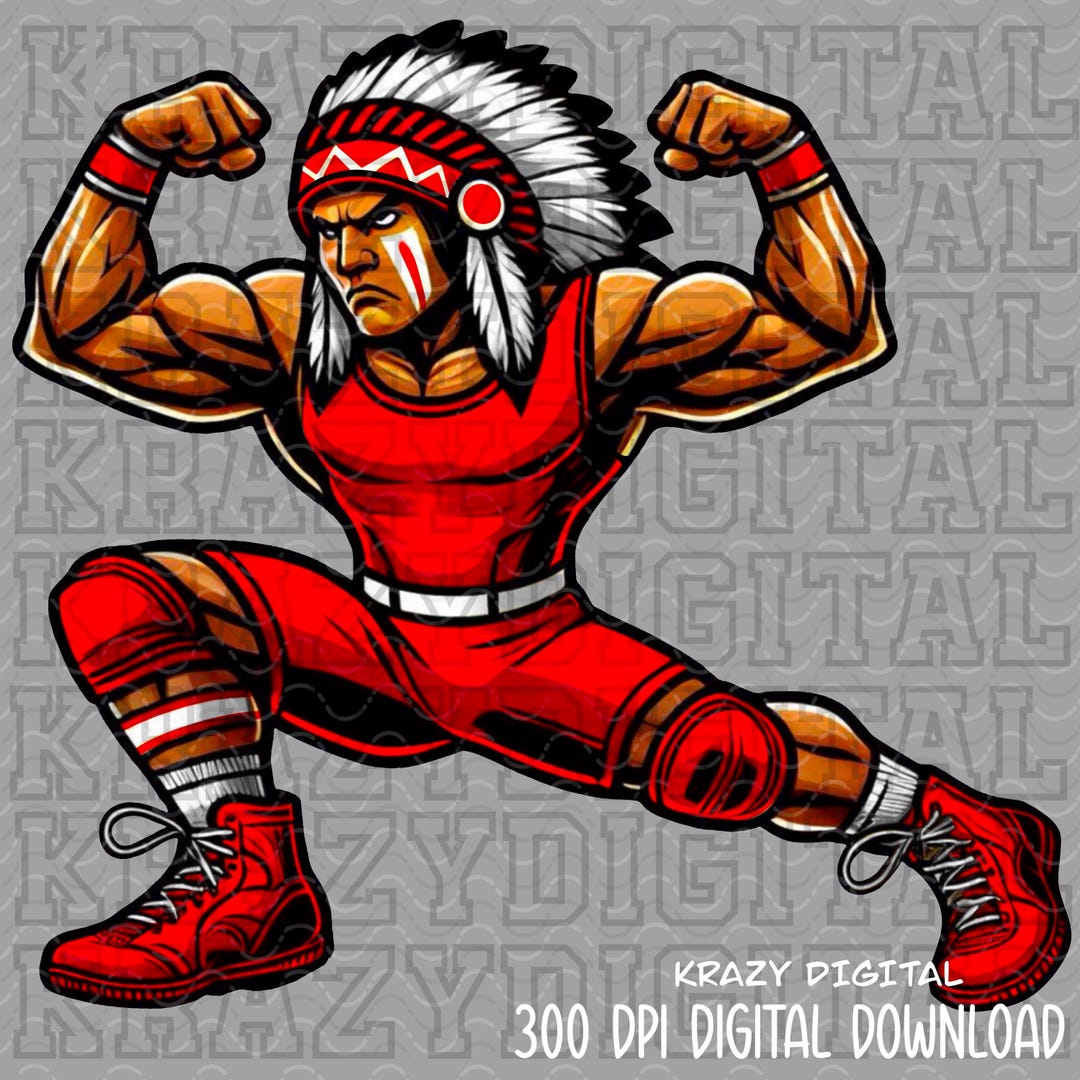 Red Indian Wrestling Mascot PNG, Boy Indian Sports PNG, Warriors ...