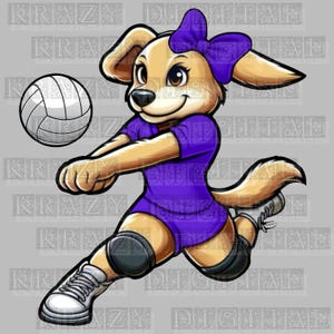 Lab Purple Volleyball Mascot PNG, Labrador Volleyball Girl Mascot ...