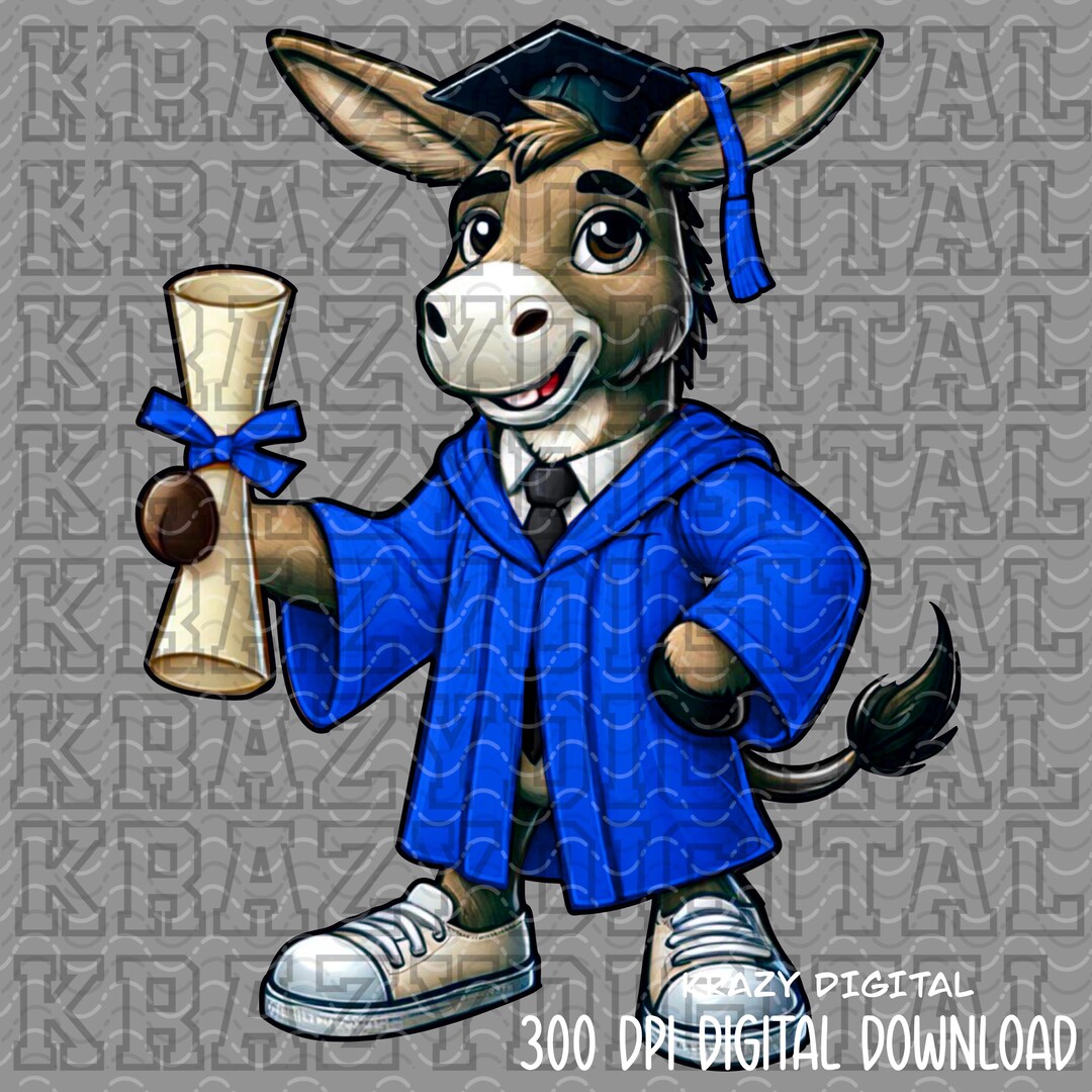 Blue Donkey Graduation PNG, Burro Senior Design, Blue Donkey Senior ...