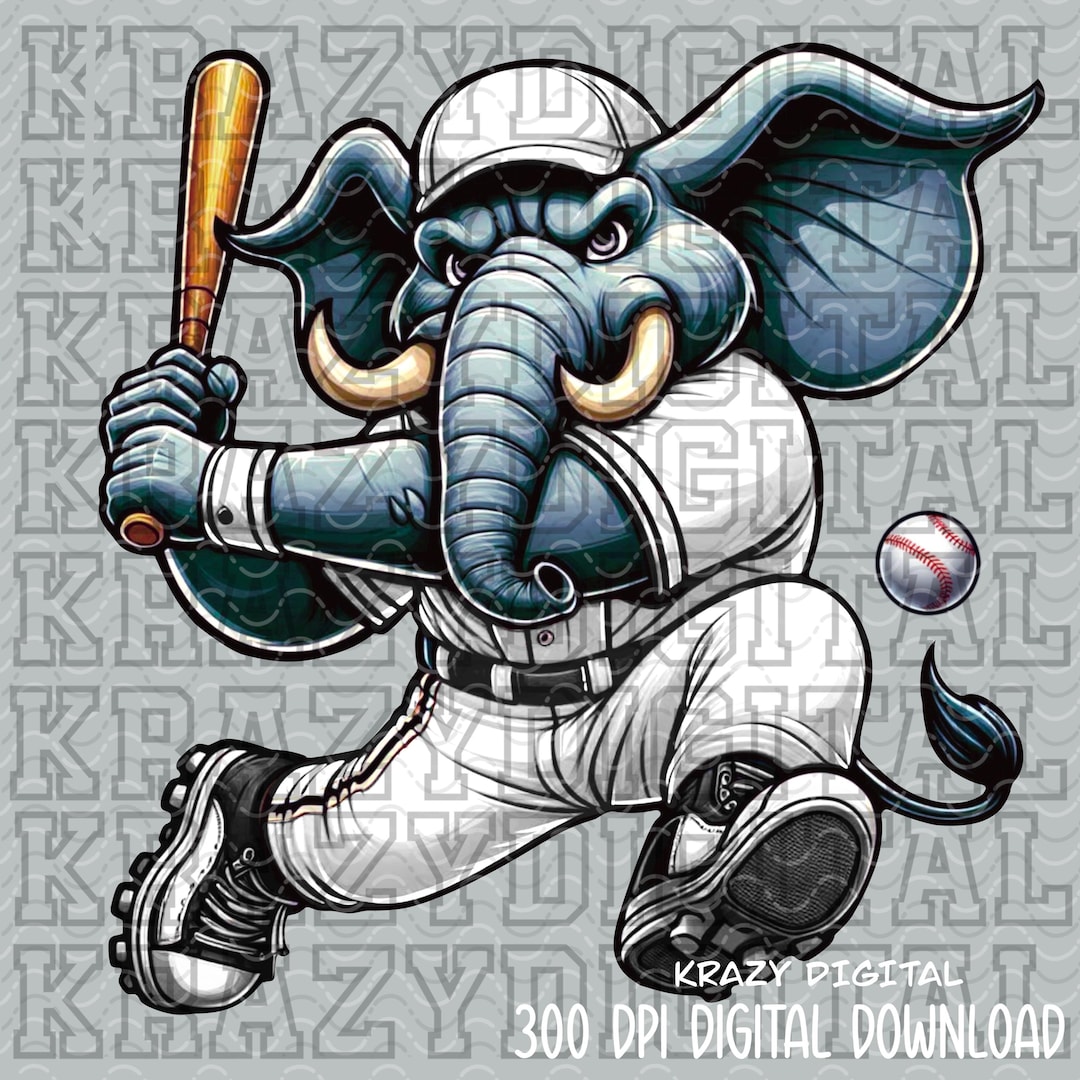 Elephant Baseball PNG, White Elephant School Mascot, White School ...