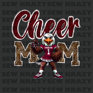 Eagle Maroon Cheer Mom PNG, Eagle Cheer Mascot Digital File, Eagle ...