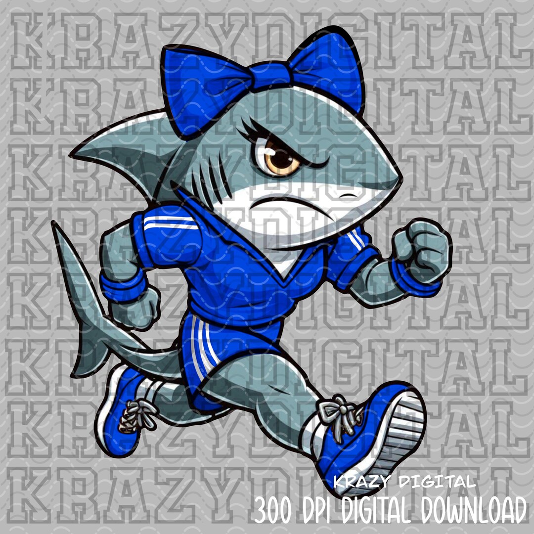 Sharks Cross Country PNG, Girls Blue Shark Track Mascot Design ...