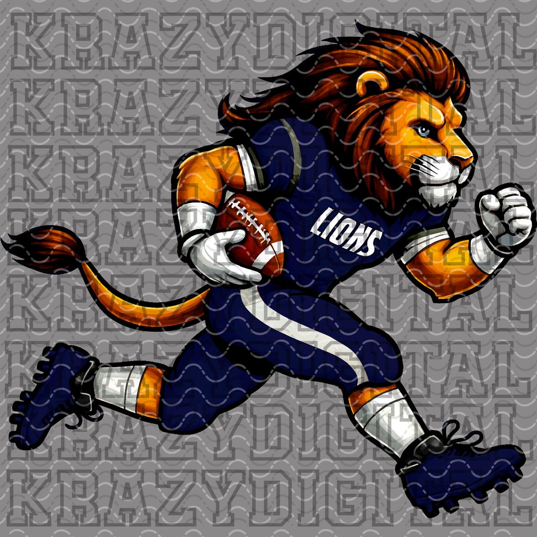 Lions Football Mascot PNG, Navy Lions School Mascot, Lions Playoff ...
