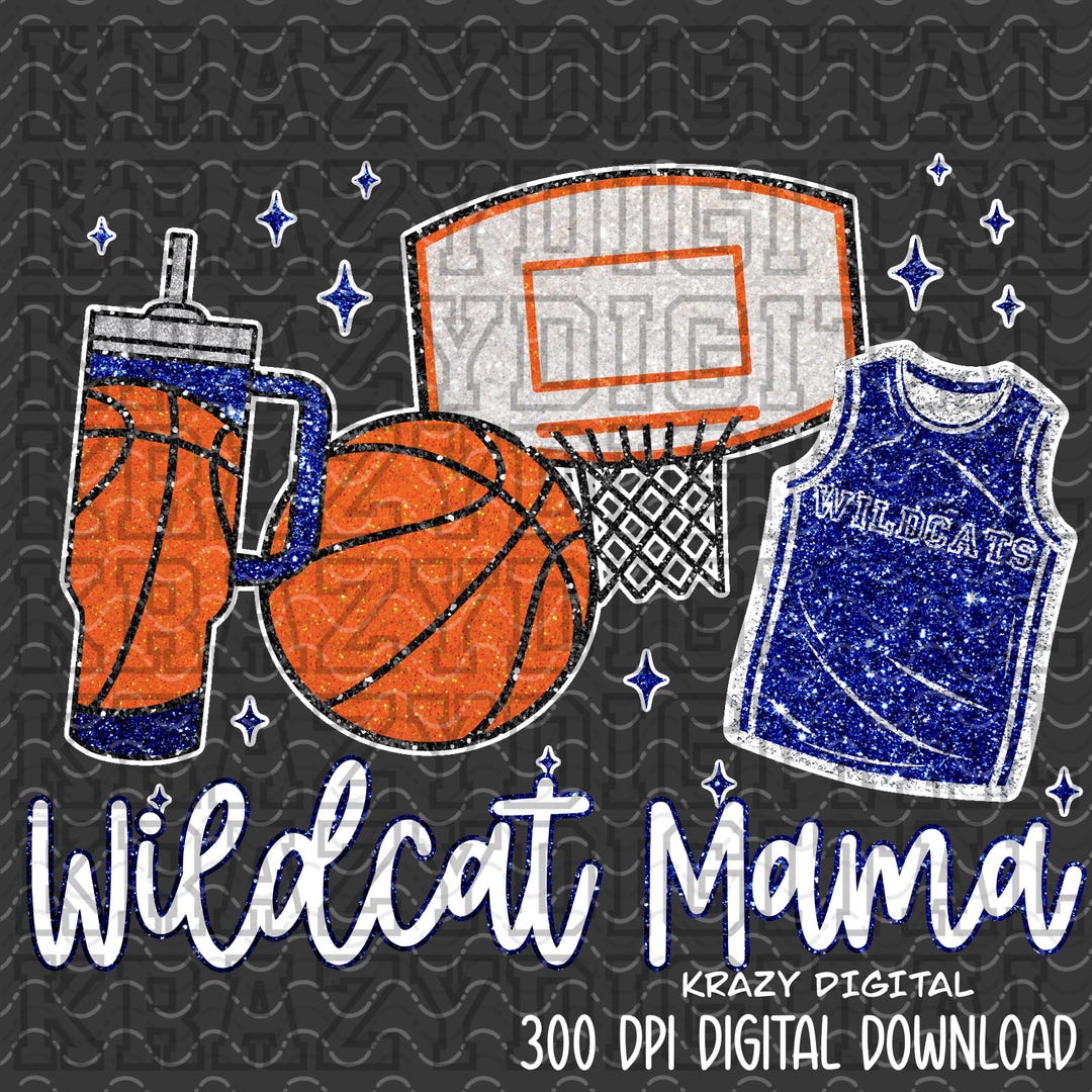 Wildcat Basketball Mama Blue PNG, Mom Spirit Shirt Art, Cup Goal Jersey ...