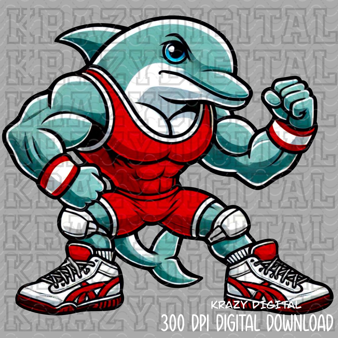 Red Dolphin Wrestling School Mascot PNG, Wrestler Mascot Spirit ...