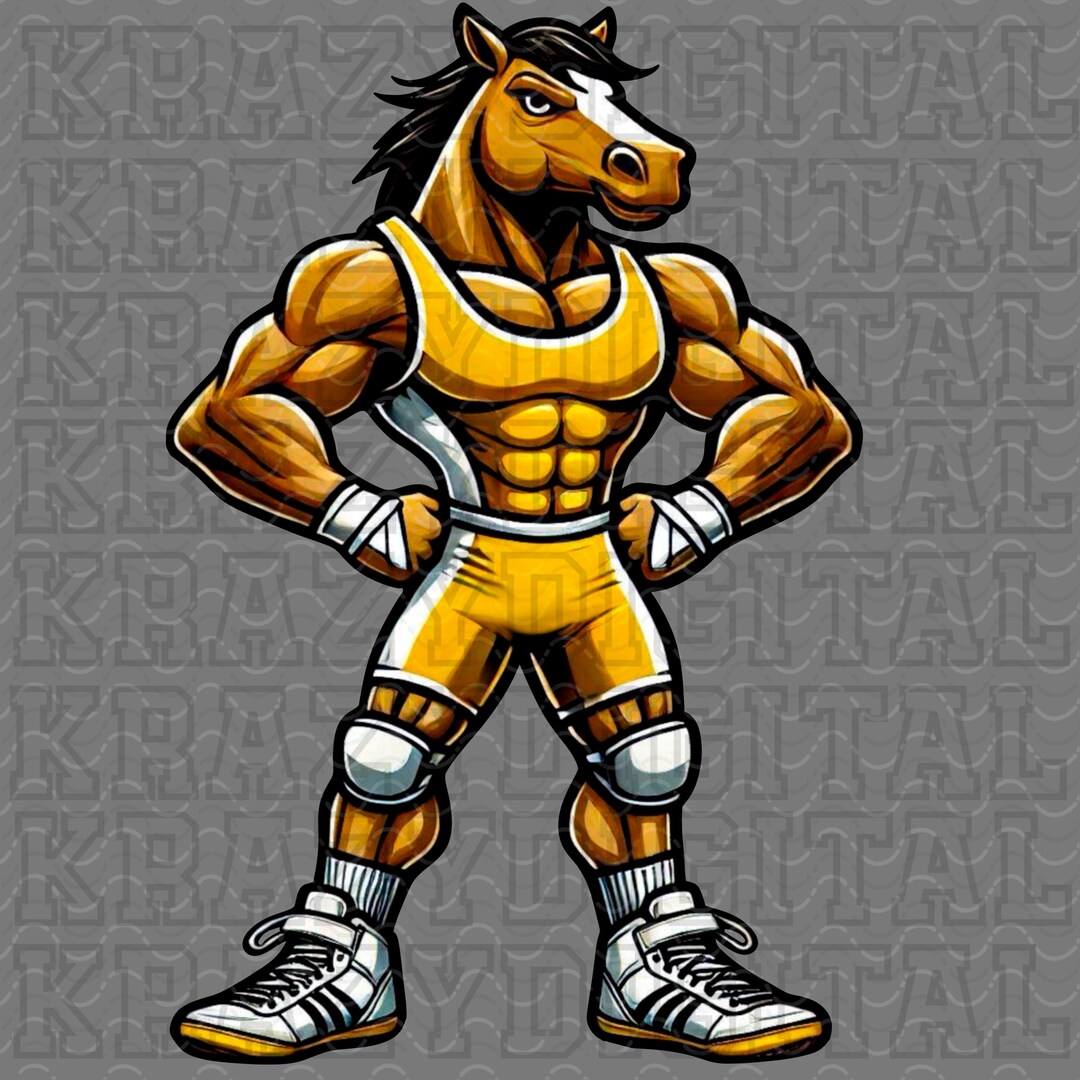 Yellow Bronco Wrestling PNG, Yellow Horse Boy Design, Boy Mustang ...