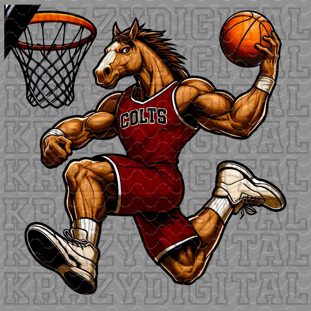 Colts Basketball Mascot PNG, Maroon Colts Mascot Artwork, Dunking ...