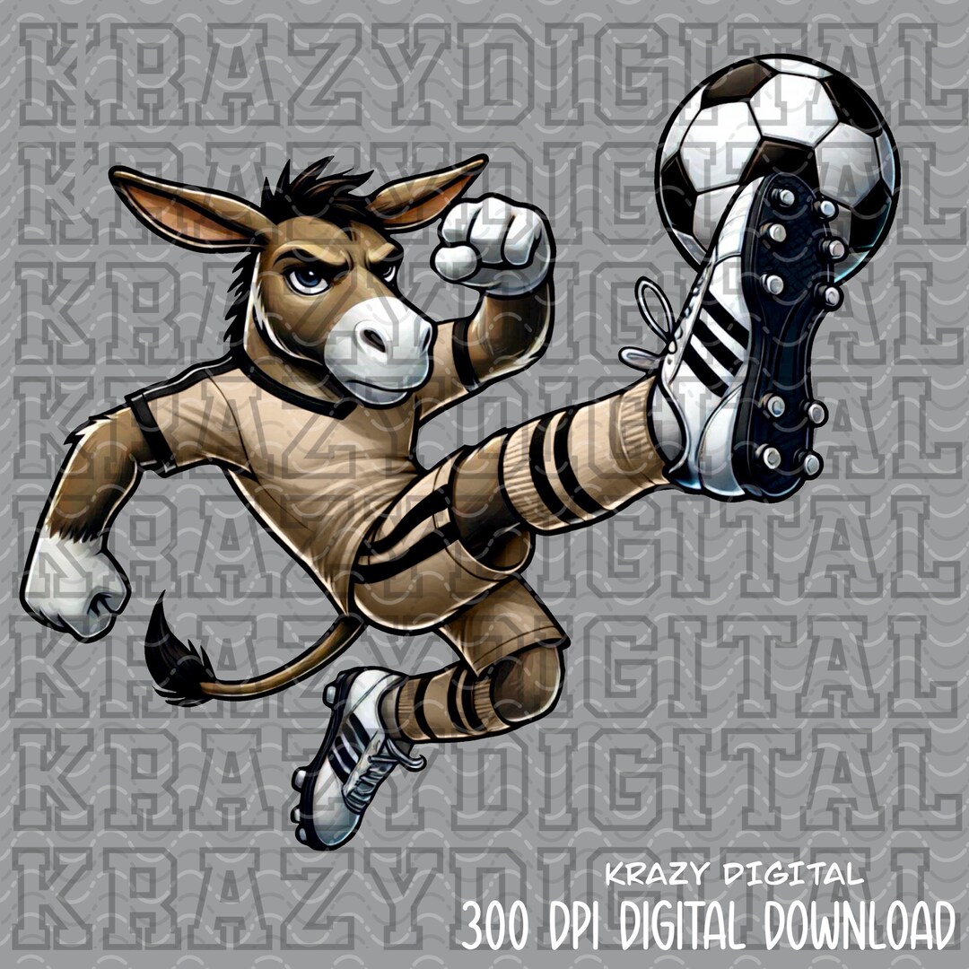 Gold Donkey Soccer PNG, Zoo Animal Basketball Design, Burro Soccer ...
