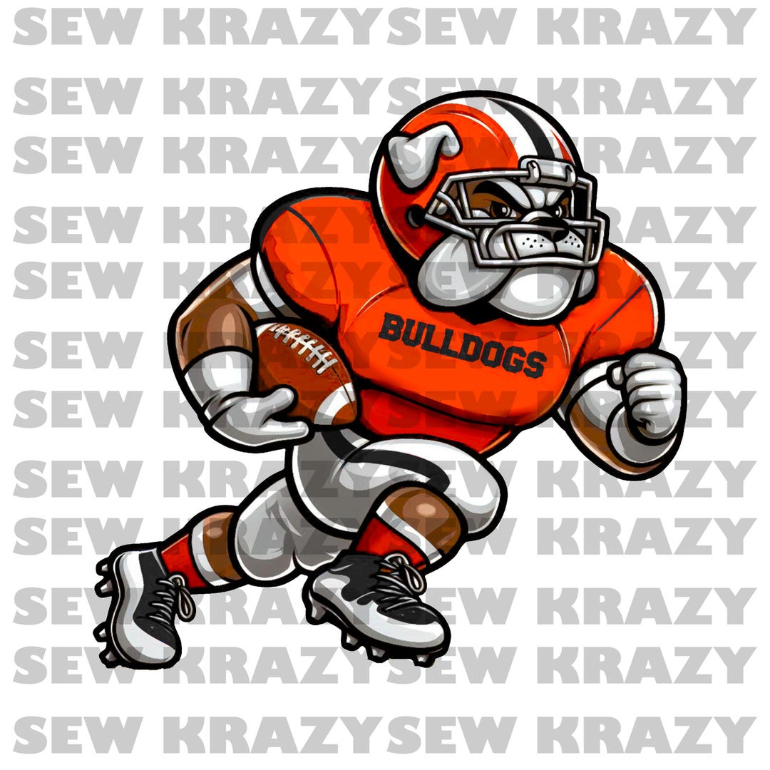 Bulldog Black Orange Football Mascot PNG, Cartoon Football Bulldog ...