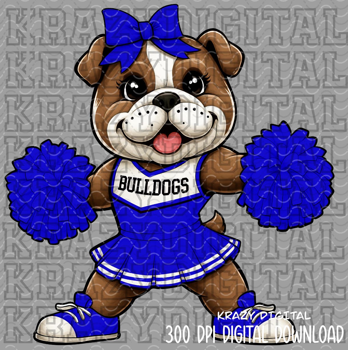 Grey Bulldog Mascot Blue Cheerleader PNG, Dance Mascot Youth Art, Puppy ...