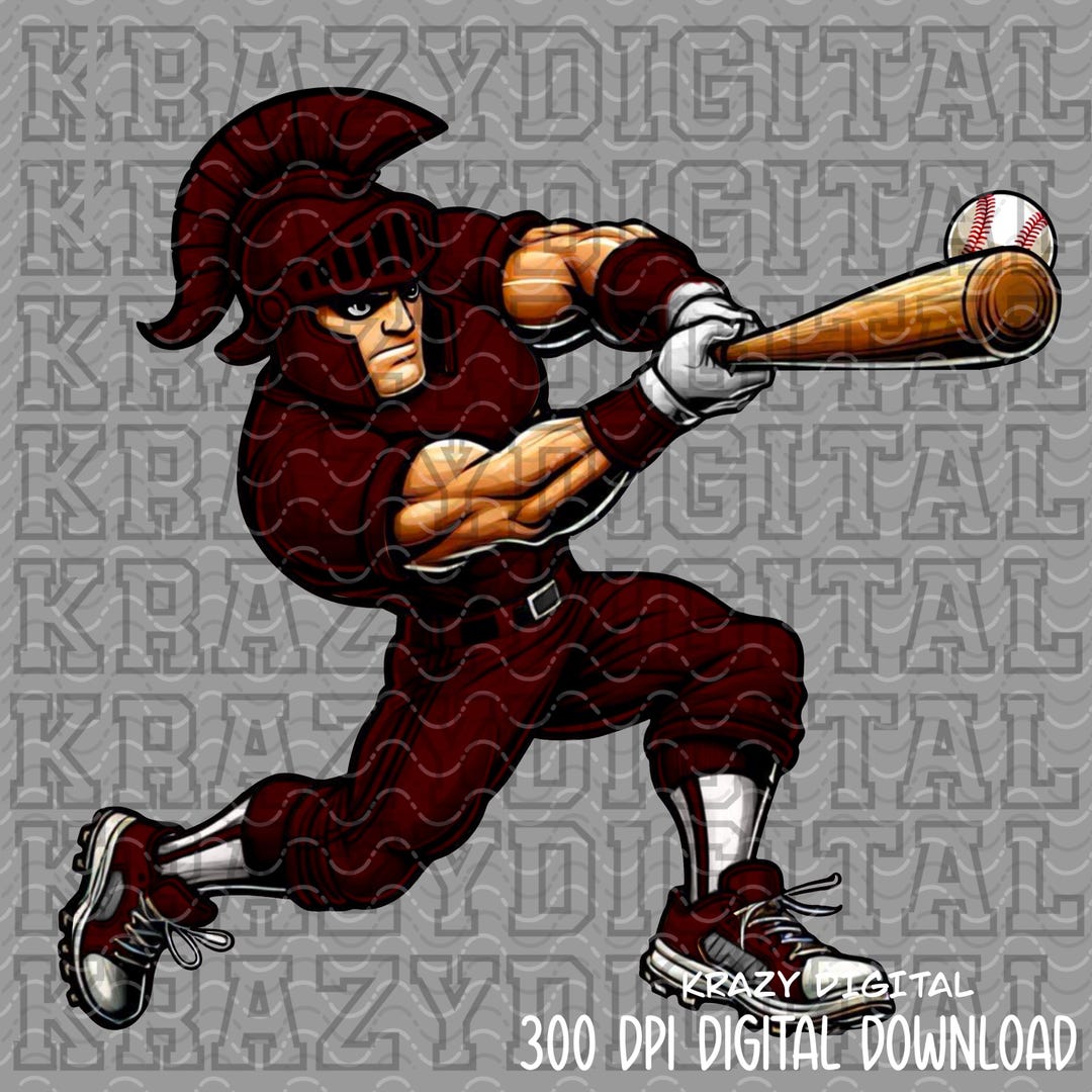 Trojan Maroon Baseball Mascot PNG, Warrior Mascot PNG, Gladiator Trojan ...