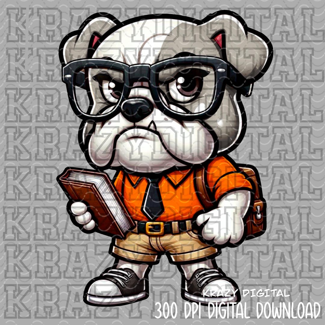 Bulldog Back to School, Orange Shirt Bulldog Academics PNG, Student ...