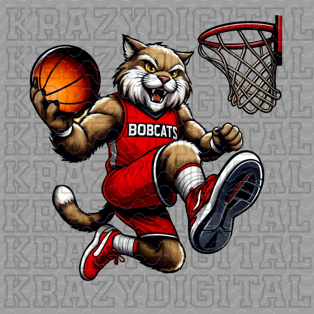 Bobcat Red Mascot Basketball PNG, Bobcat Basketball Mascot Digital ...
