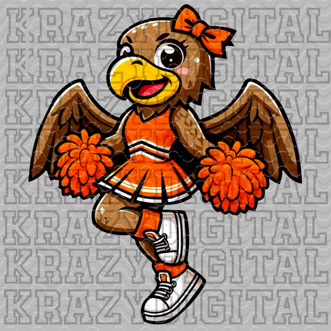 Orange Hawk Cheerleader School Mascot, Hawk Cheer Mascot PNG, Hawk ...