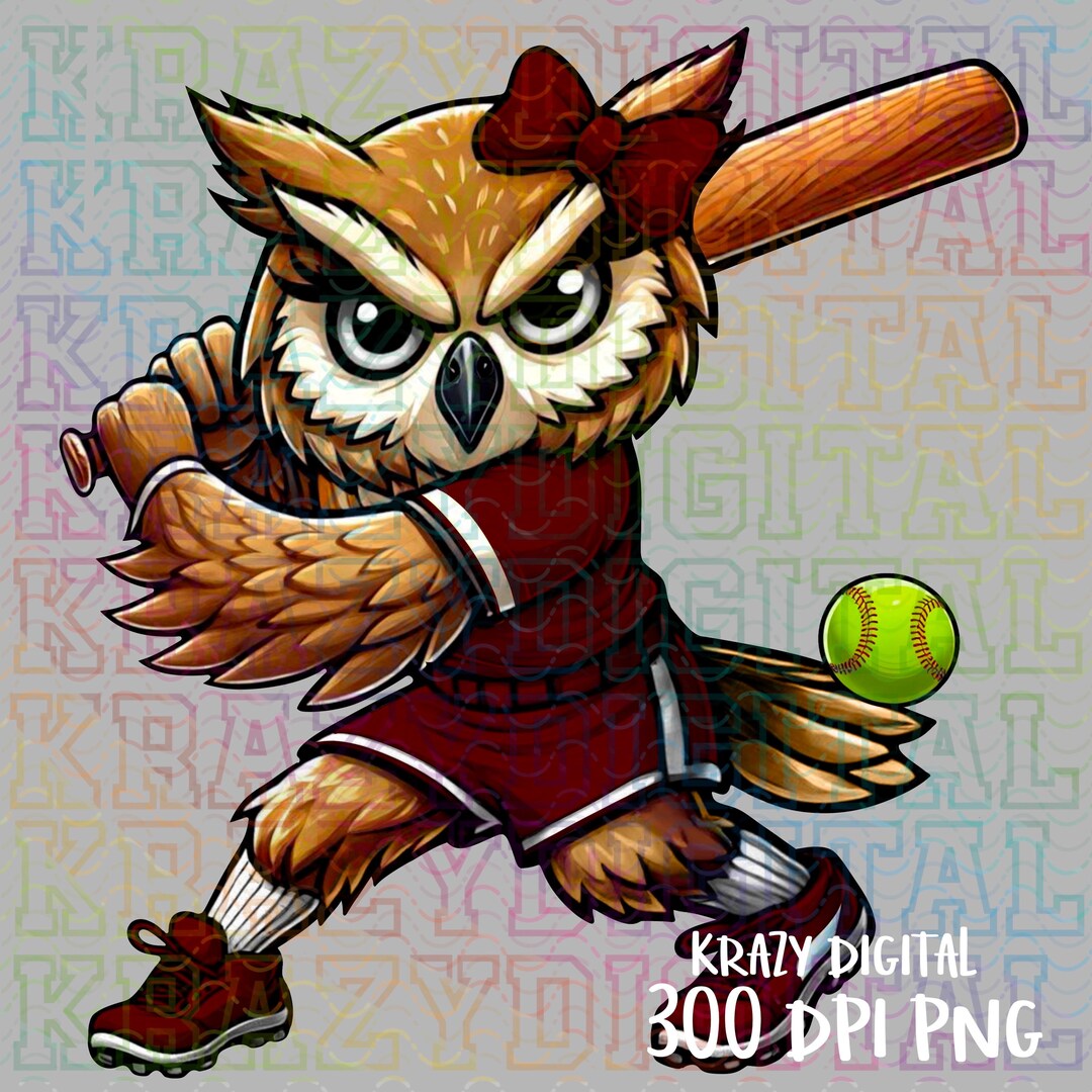 Maroon Owls Softball Girl Mascot PNG, Lady Owl Softball Digital File ...