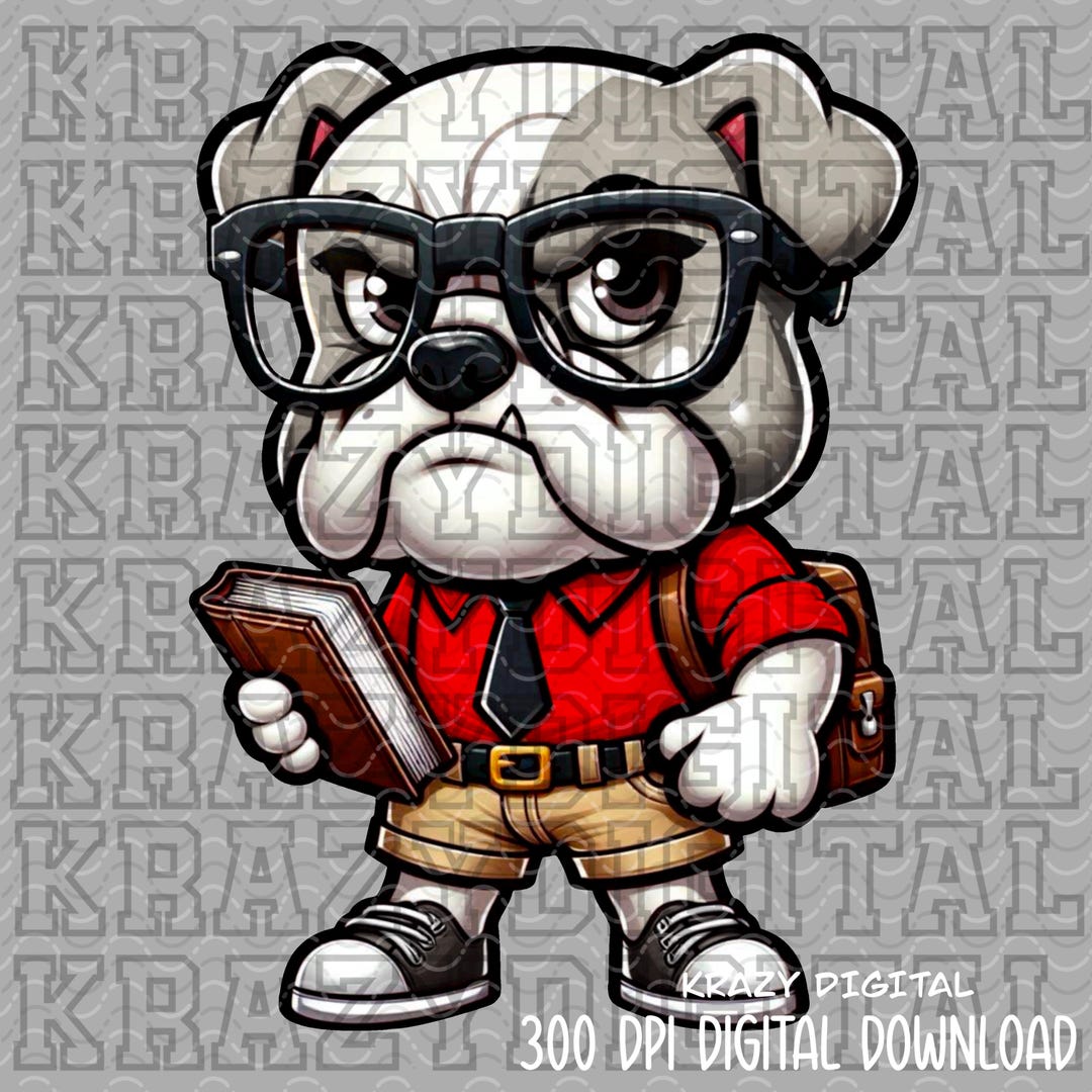 Bulldog Back to School, Red Shirt Bulldog Academics PNG, Student ...