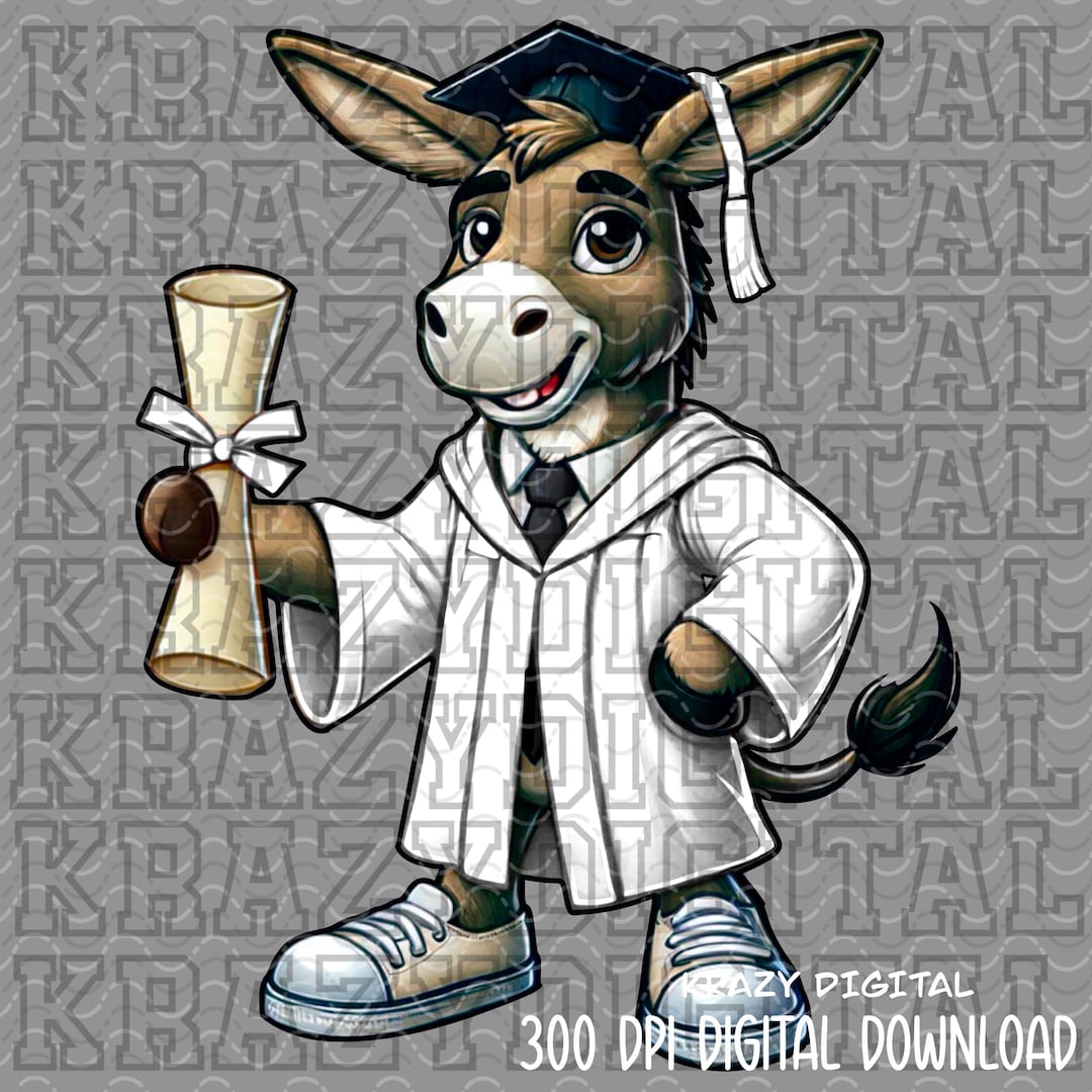 White Donkey Graduation PNG, Burro Senior Design, White Donkey Senior ...