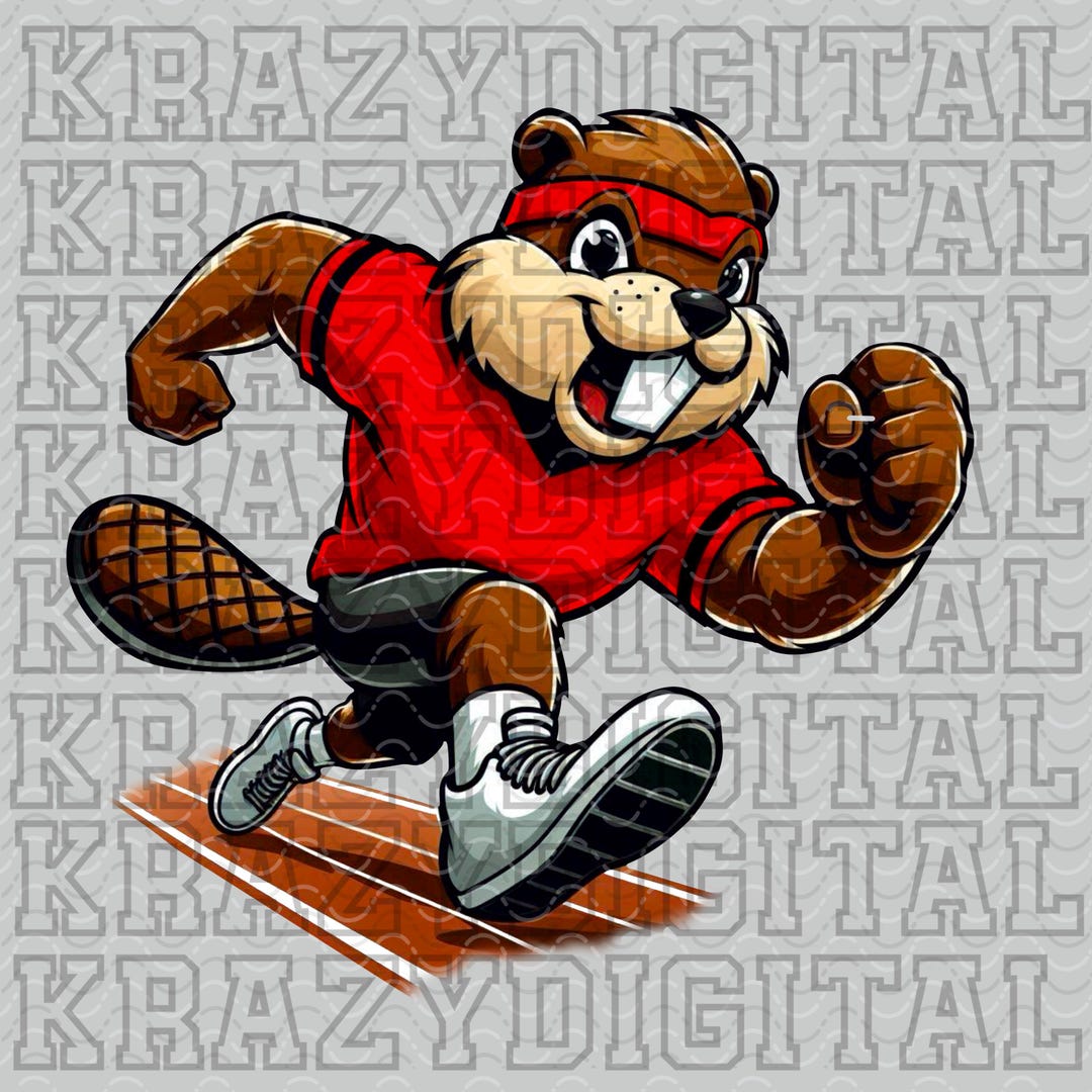Red Beaver Track PNG, Red Beaver Mascot Digital Design, Bears Cross ...
