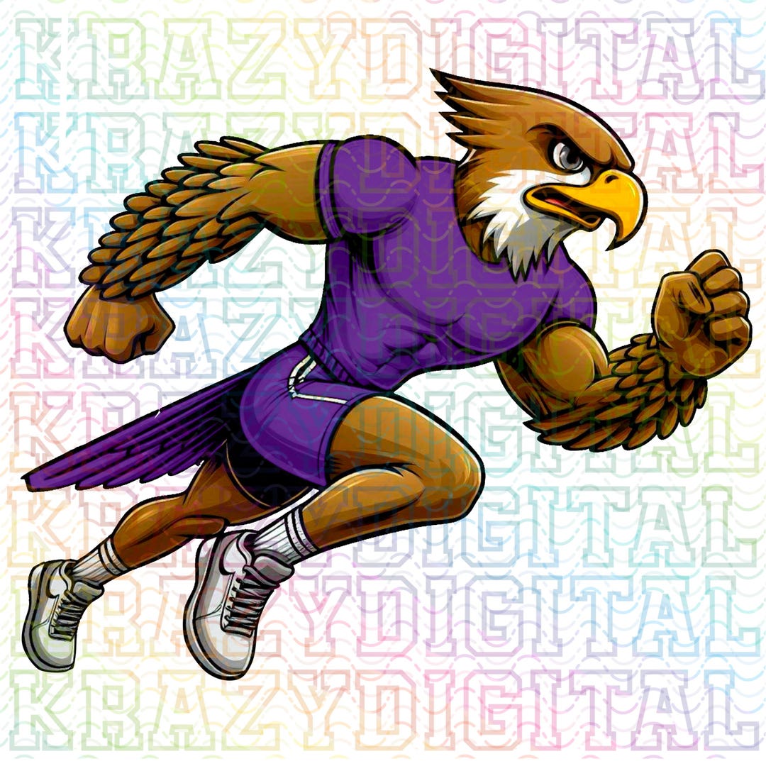 Falcons Purple Track Mascot PNG, Falcons School Spirit, Purple Running ...