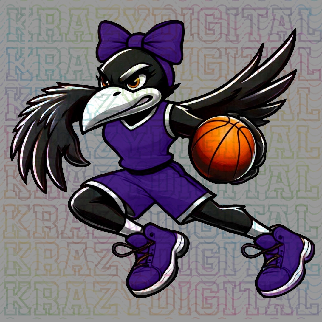 Purple Lady Raven Basketball Mascot PNG, Raven Girl Mascot Digital File ...