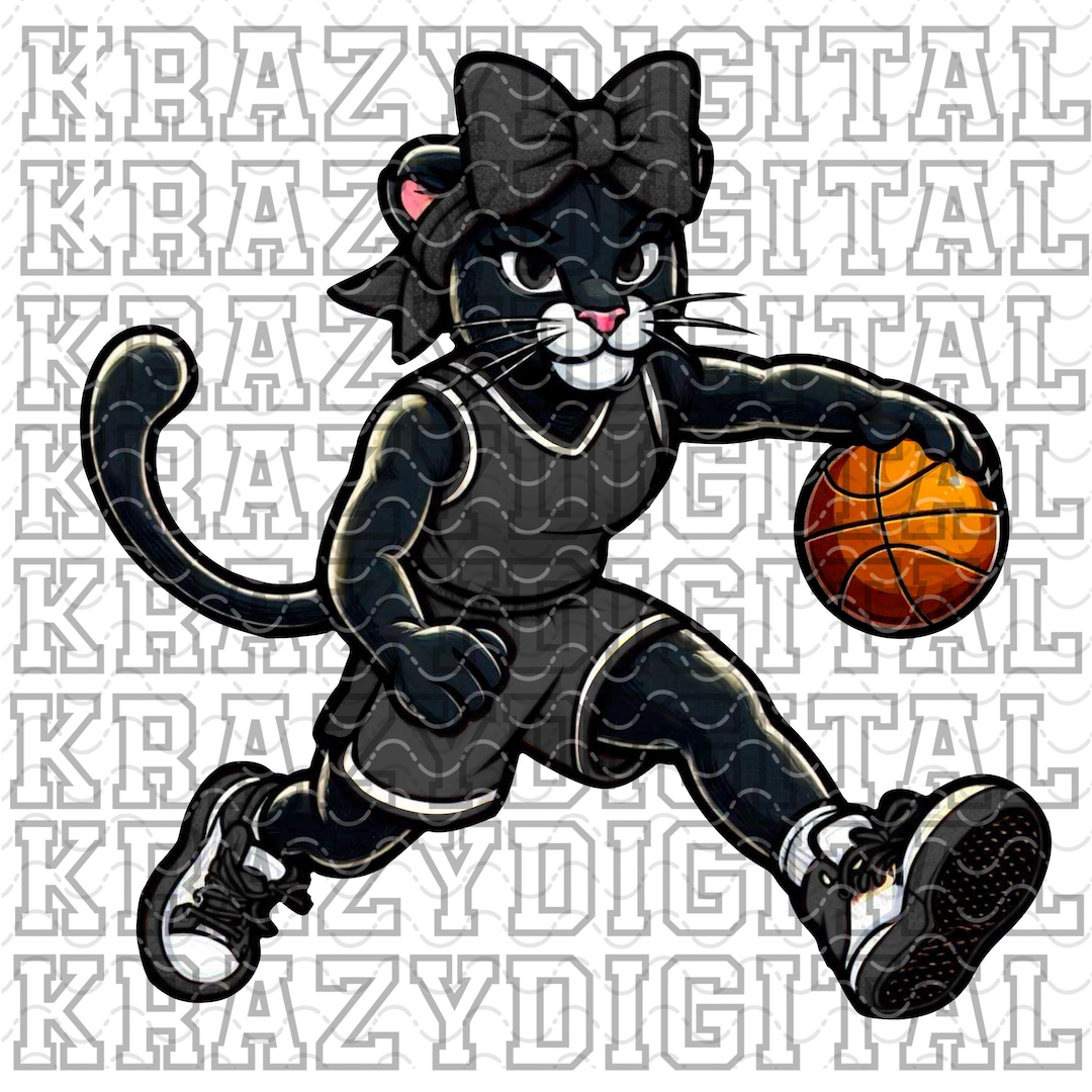 Lady Panther Black Mascot Basketball PNG, Panther Basketball Mascot ...