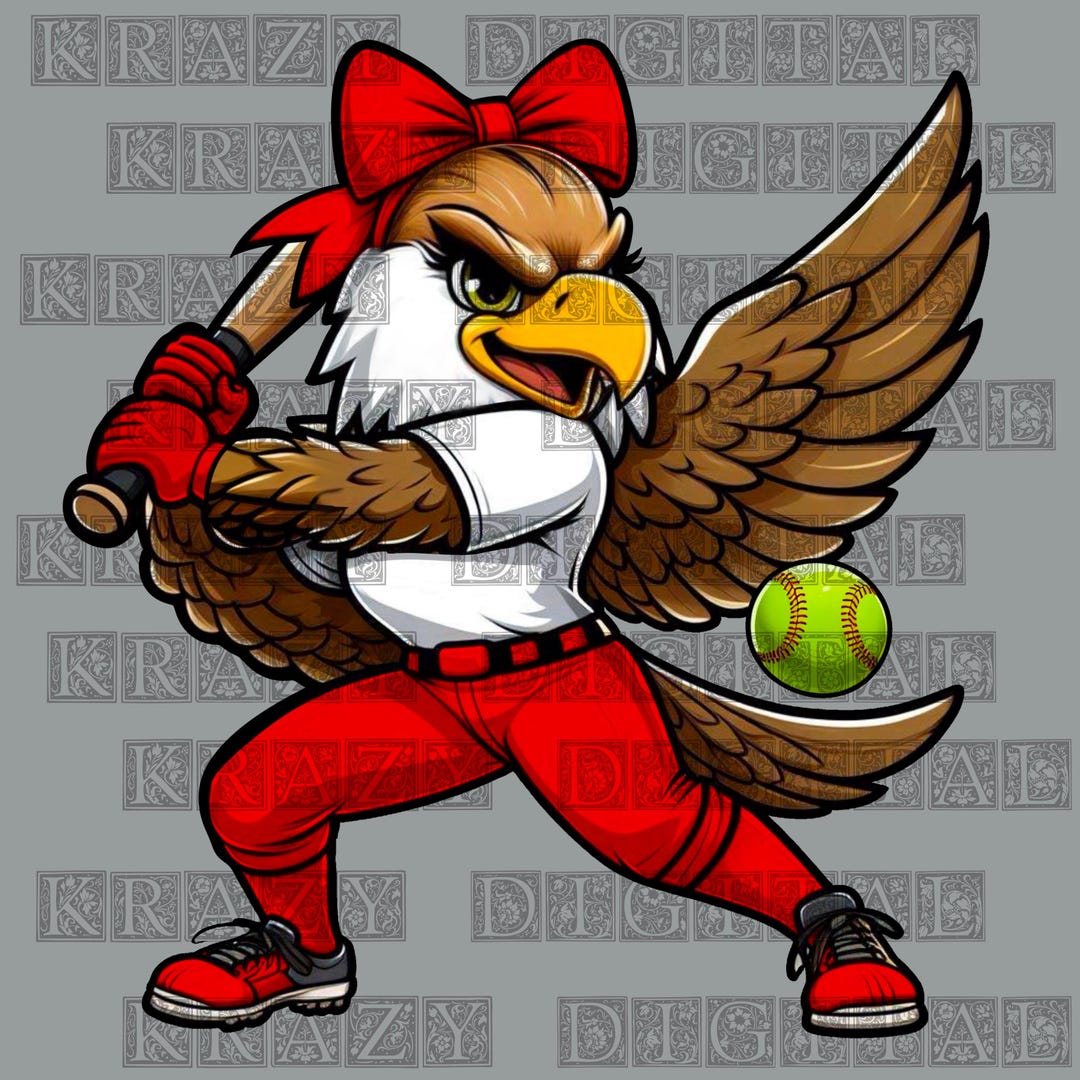 Lady Falcon Softball Mascot PNG, Red Falcon Girl Team Shirt PNG ...