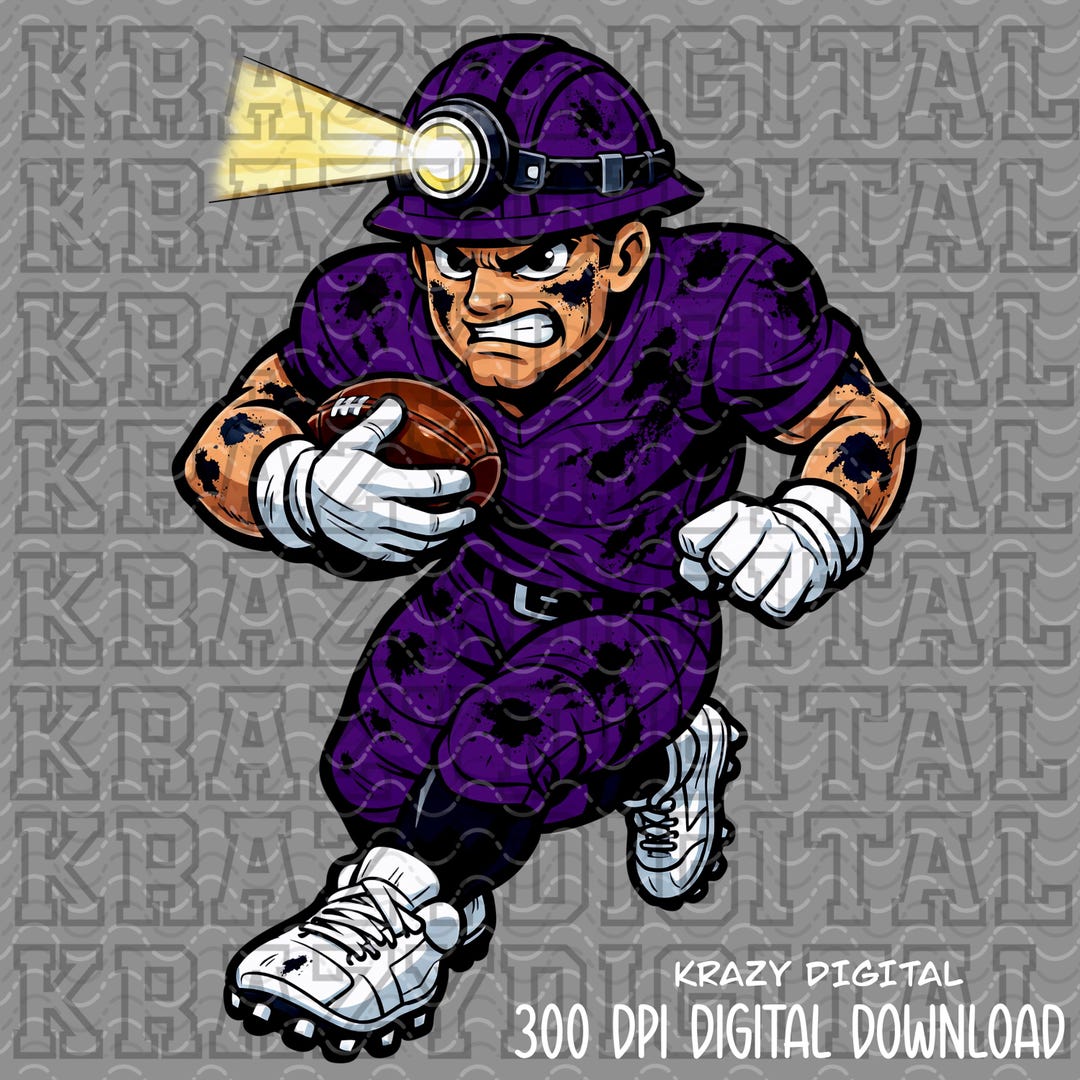 Miner Football PNG, Driller Purple Athletics School Spirit, Little ...