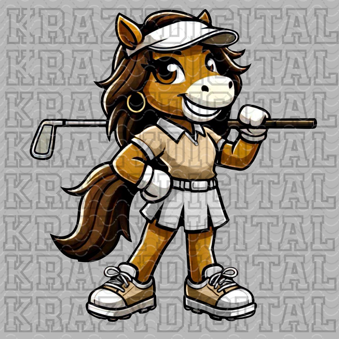 Gold Mustang Golf Mascot PNG, Warhorse Golf Mascot Design, Vegas Gold ...