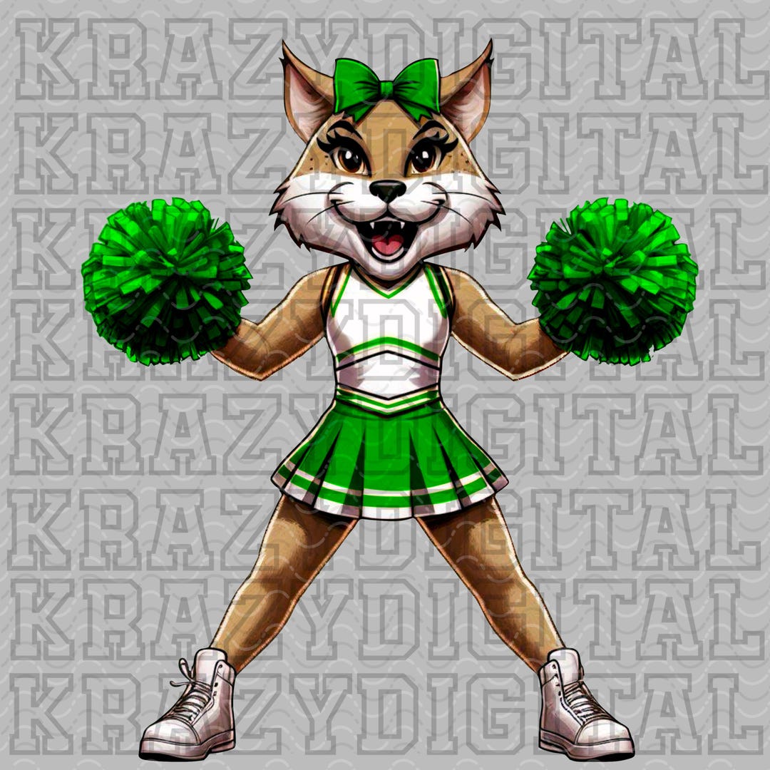 Bobcat Green Cheerleader PNG, Bobcat Dancer Mascot Design, Bobcat ...